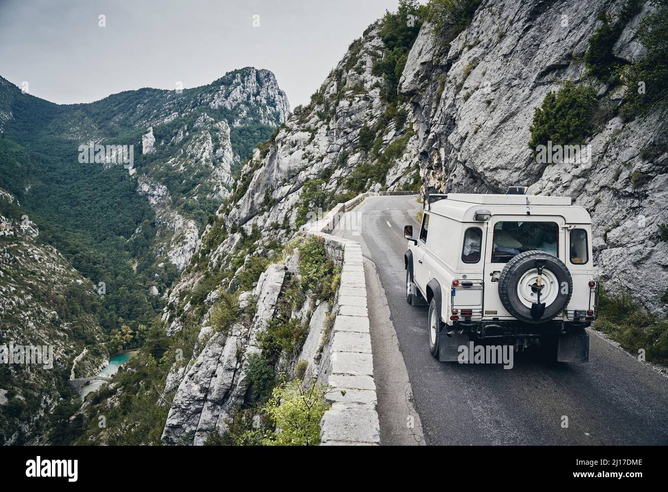 Car on mountain ridge, Verdon Gorge, Provence, France Stock Photo - Alamy
