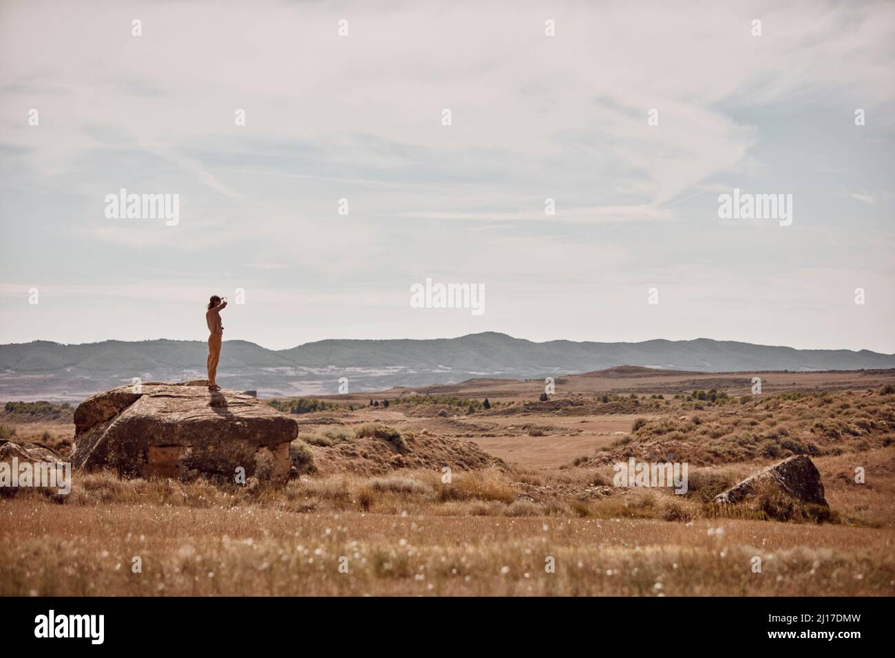 Woman in the steppe hi-res stock photography and images - Alamy