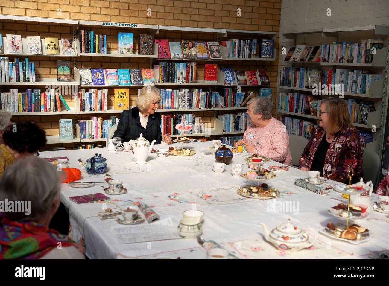The Duchess of Cornwall (centre) meets library regulars at Holywood ...