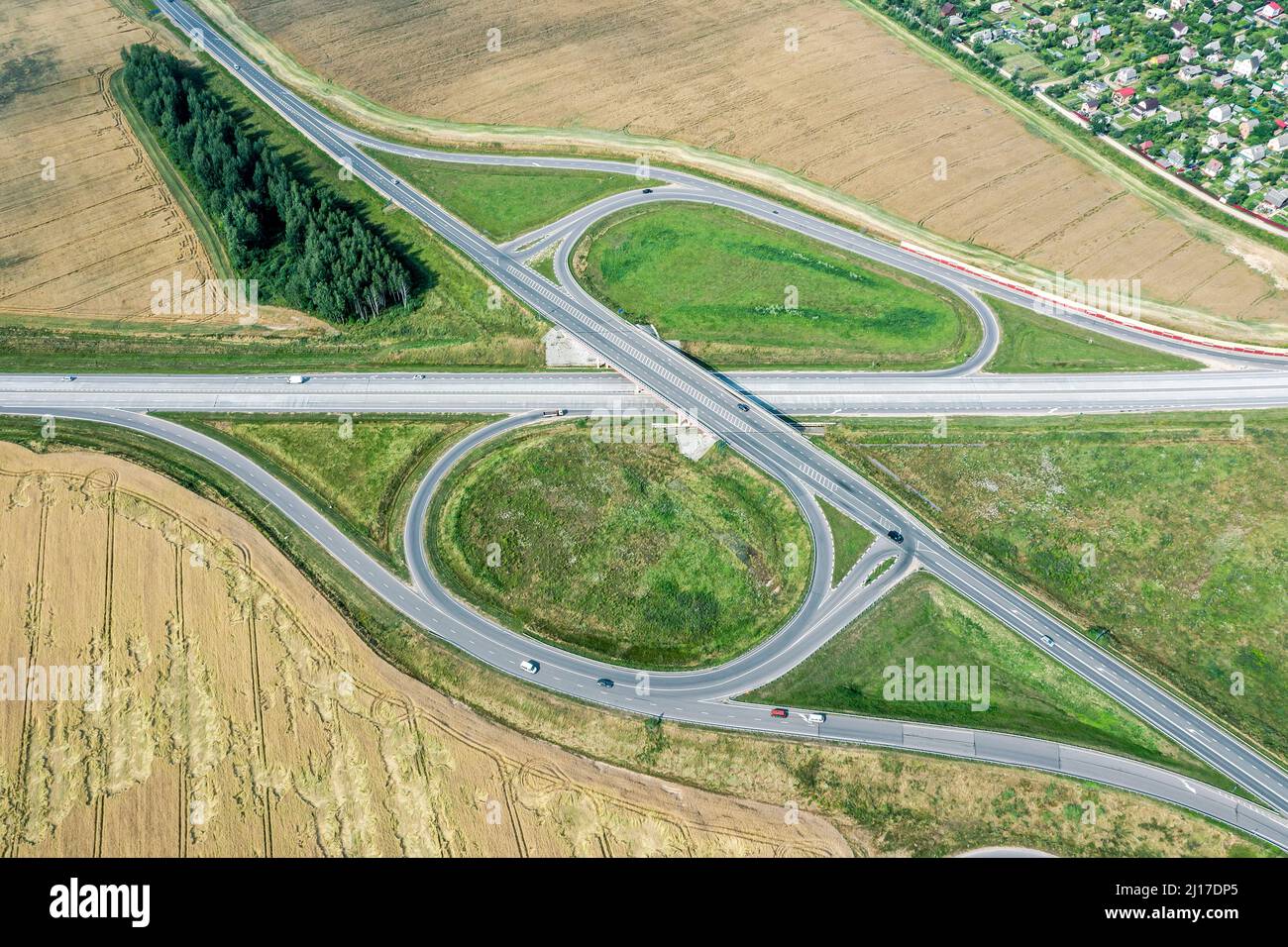 Aerial view rural roundabout hi-res stock photography and images - Alamy