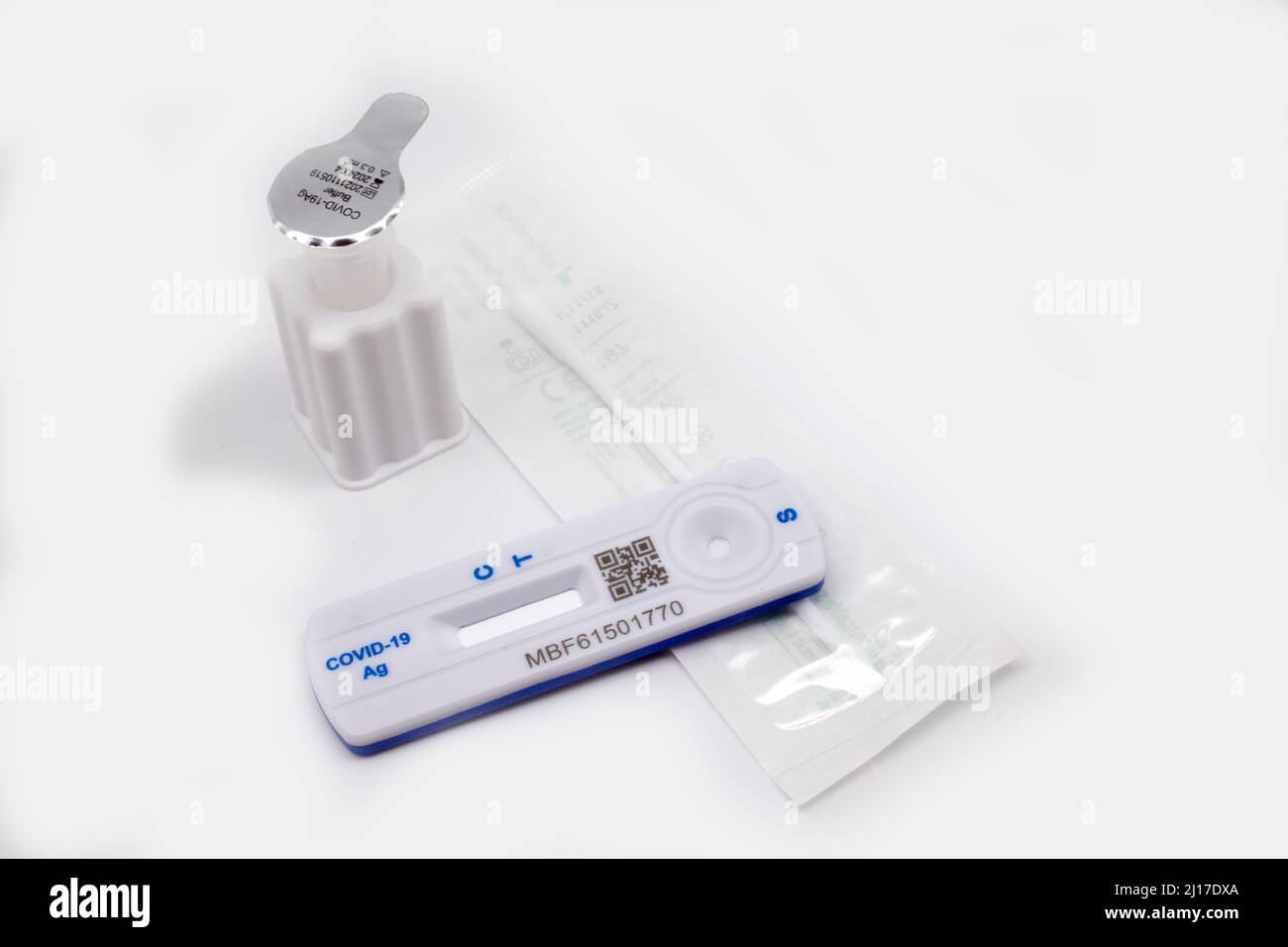 Covid-19 virus lateral flow test kit for home use Stock Photo - Alamy