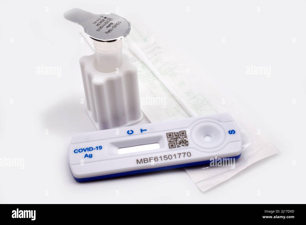 Covid-19 virus lateral flow test kit for home use Stock Photo - Alamy