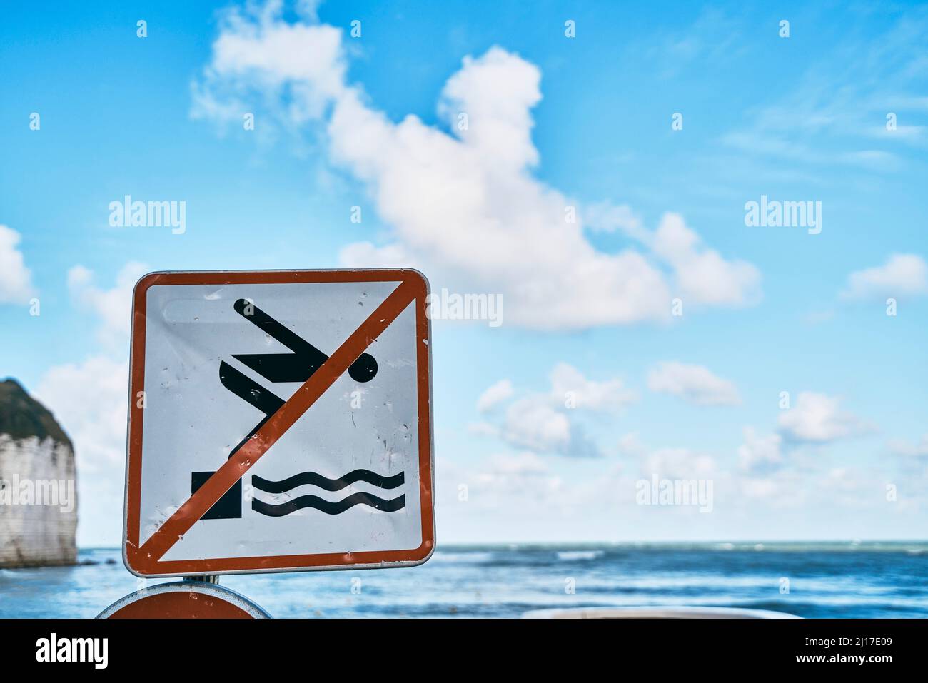 Bathing forbidden sign at beach Stock Photo - Alamy