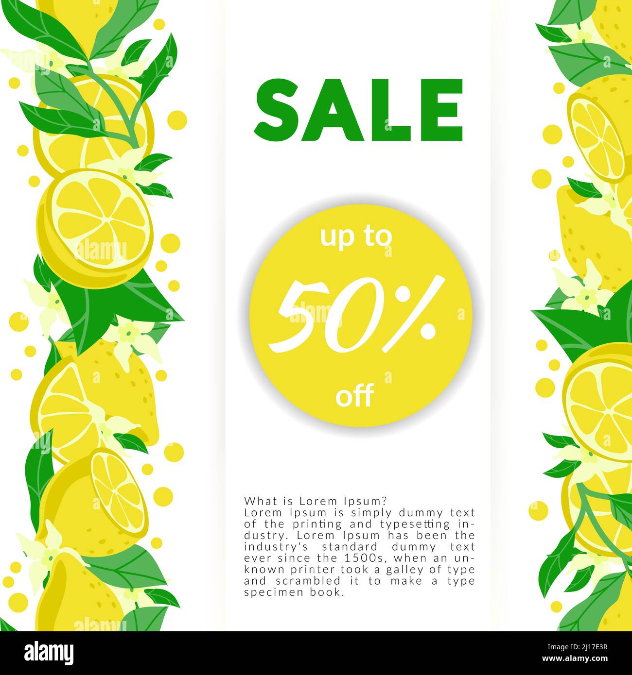 Banner with lemons, leaves and flowers. Great design for advertising ...