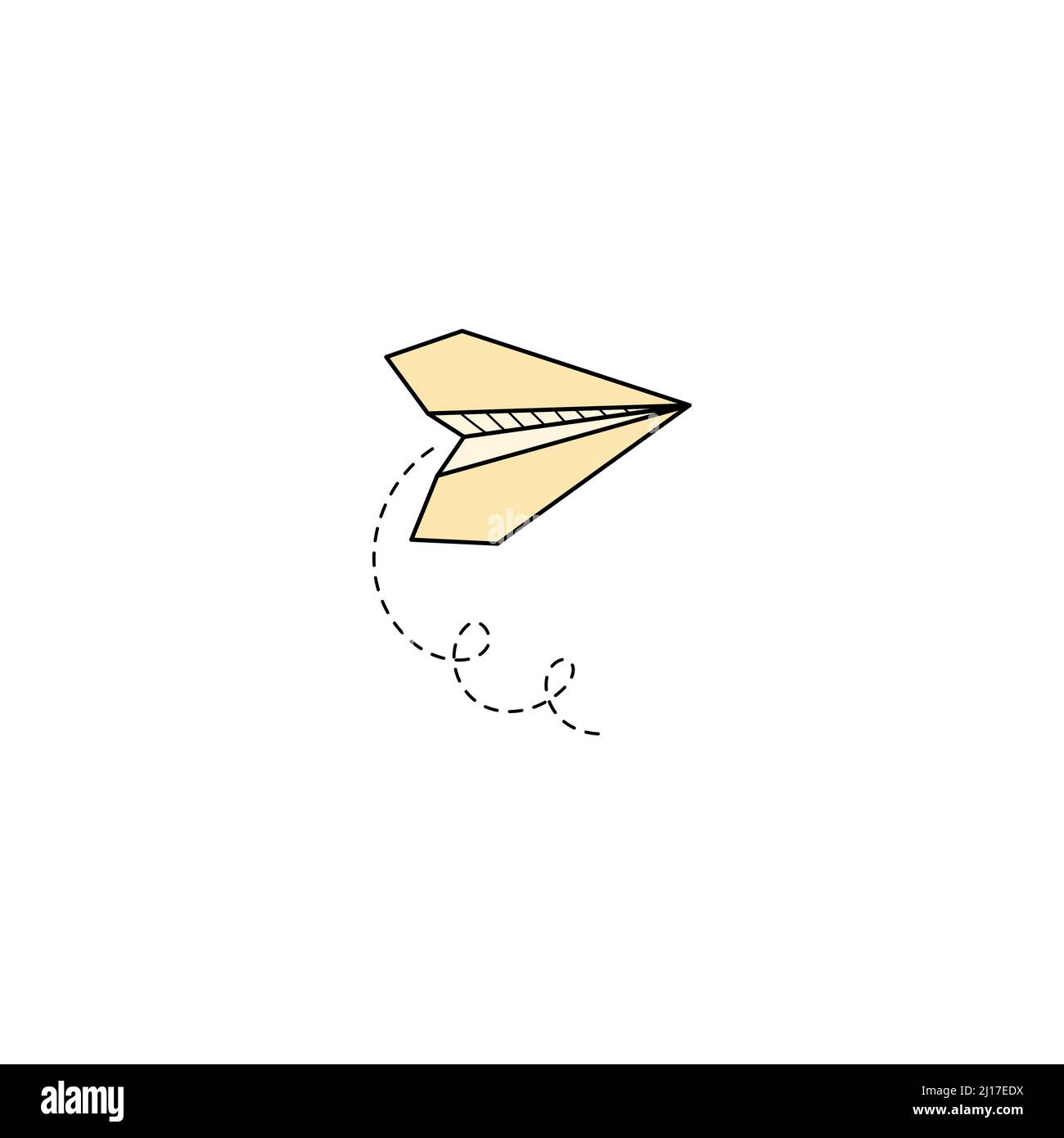Paper airplane vector icon. Doodle outline style yellow color paper ...