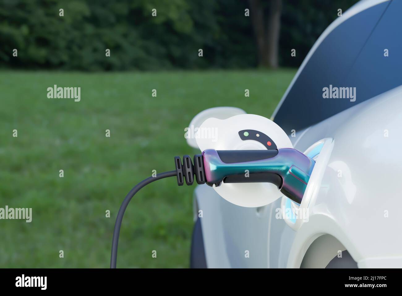 Electric car charging with electric plug Stock Photo - Alamy