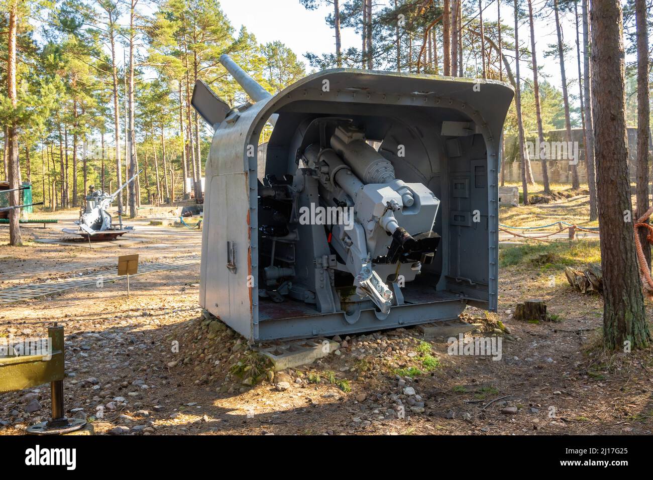 Hel, Poland - March 20, 2022: Cannon in the military open-air museum ...