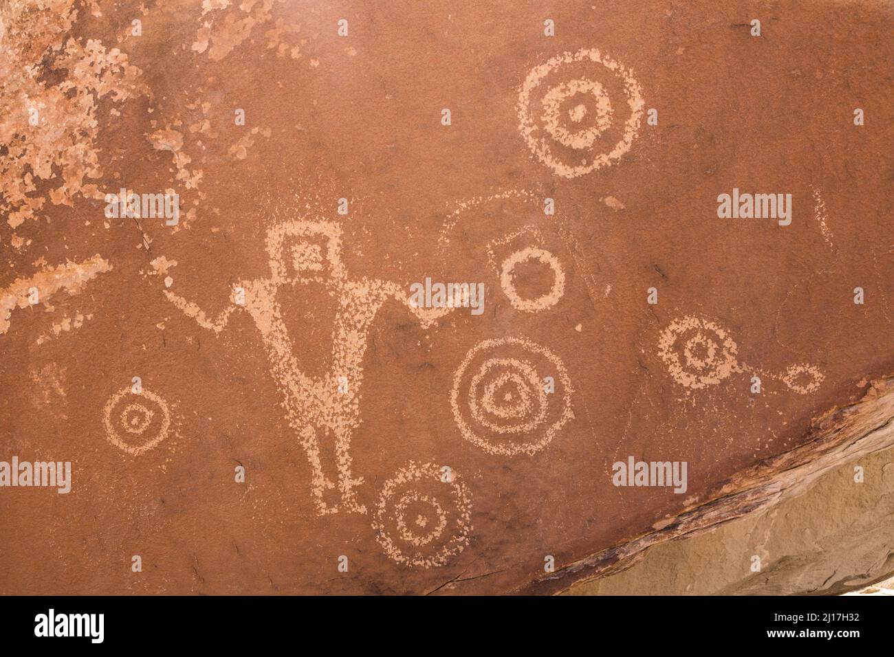 A Fremont Culture petroglyph called the Juggler on a rock art panel ...