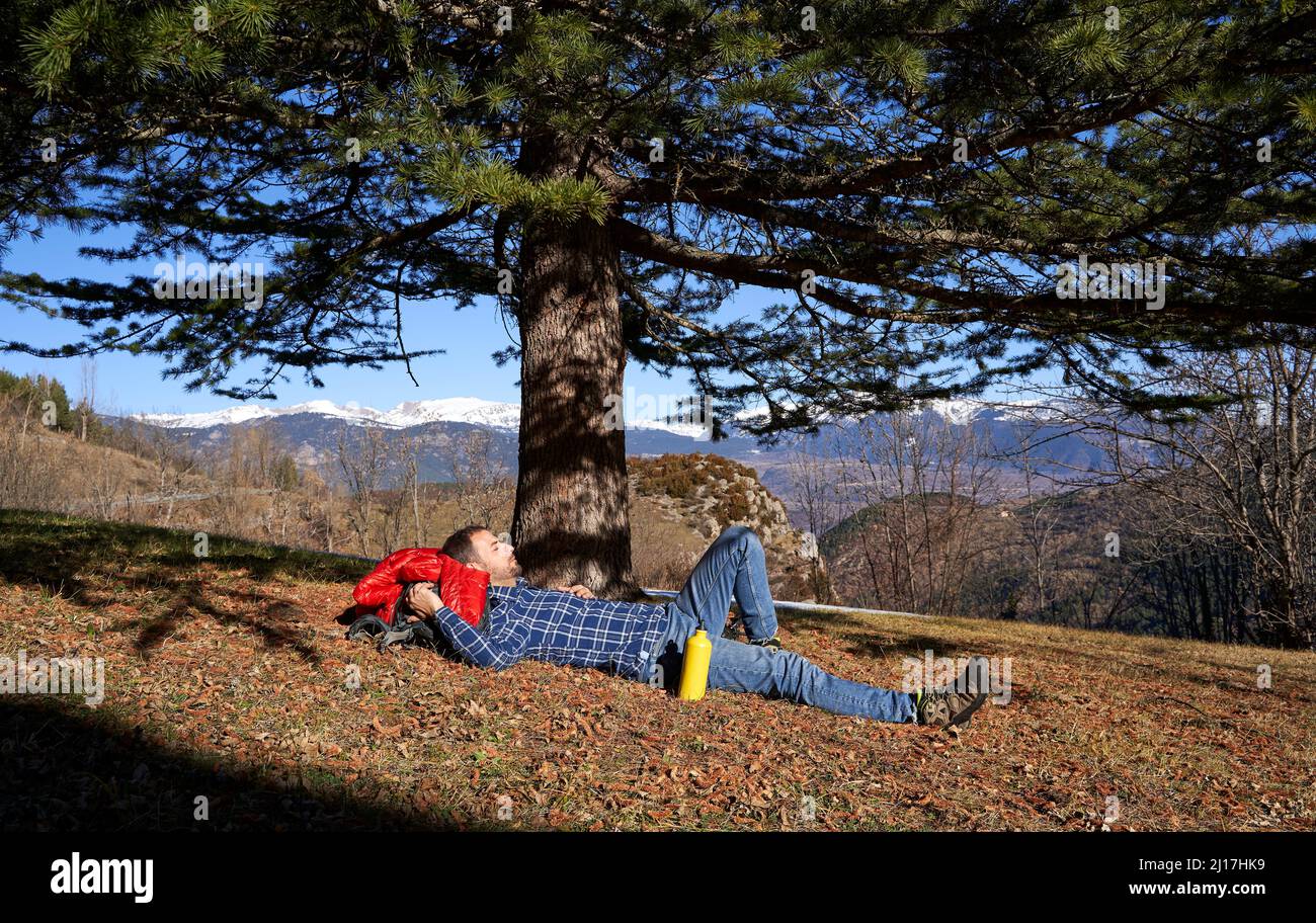 Man resting under tree hi-res stock photography and images - Alamy