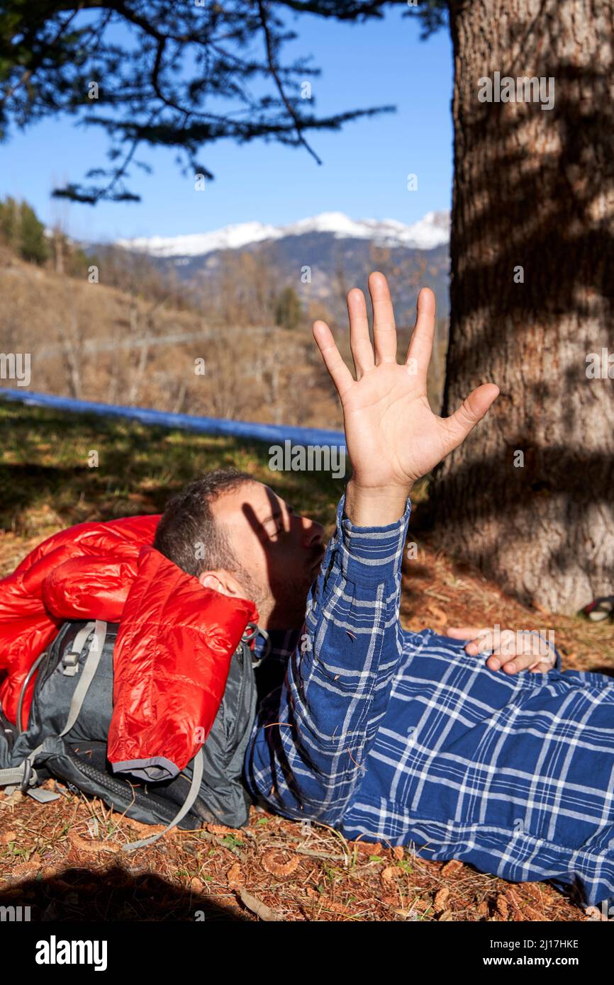 Man lying on back under hi-res stock photography and images - Alamy