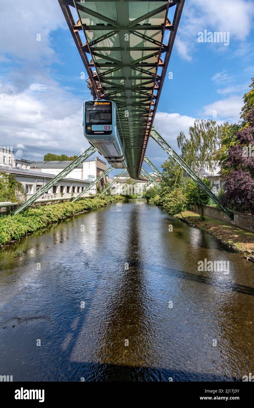 The amazing hanging monorail called the Schwebebahn in Wuppertal, near ...