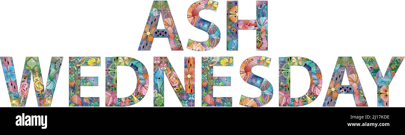 Hand-painted art design. Hand drawn illustration words Ash wednesday ...