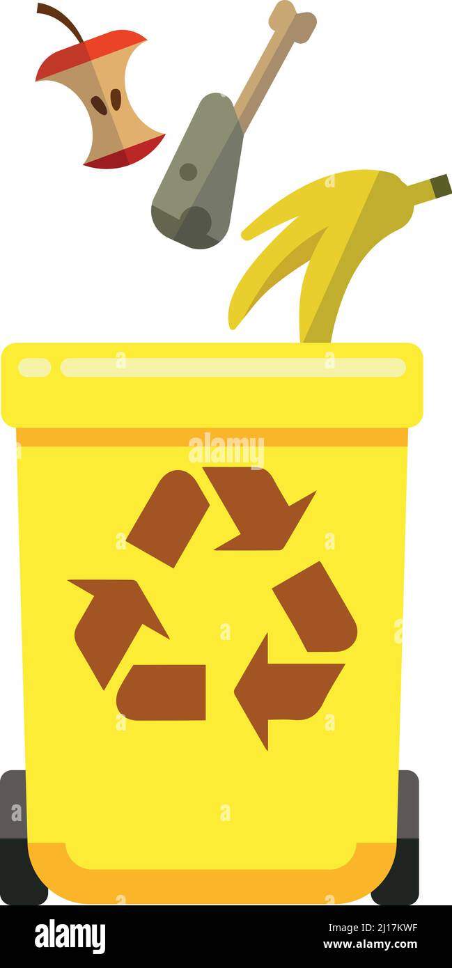 Organic garbage drop in trash can with recycle sign Stock Vector Image ...