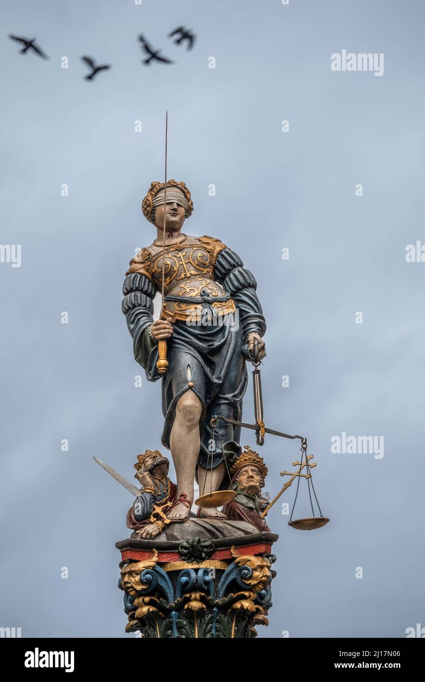 Switzerland, Canton of Bern, Bern, Statue of Lady Justice on ...