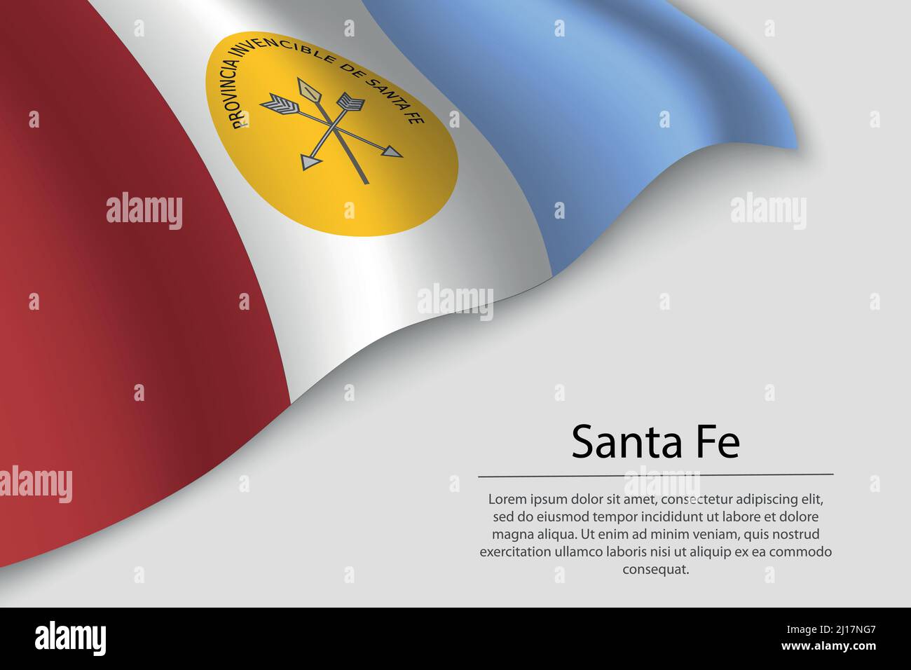 Wave flag of Santa Fe is a state of Argentina. Banner or ribbon vector ...