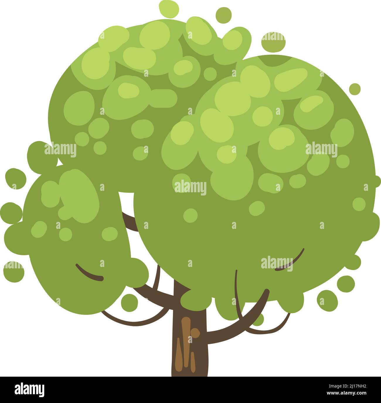 Green foliage tree. Summer oak. Cartoon plant Stock Vector Image & Art ...