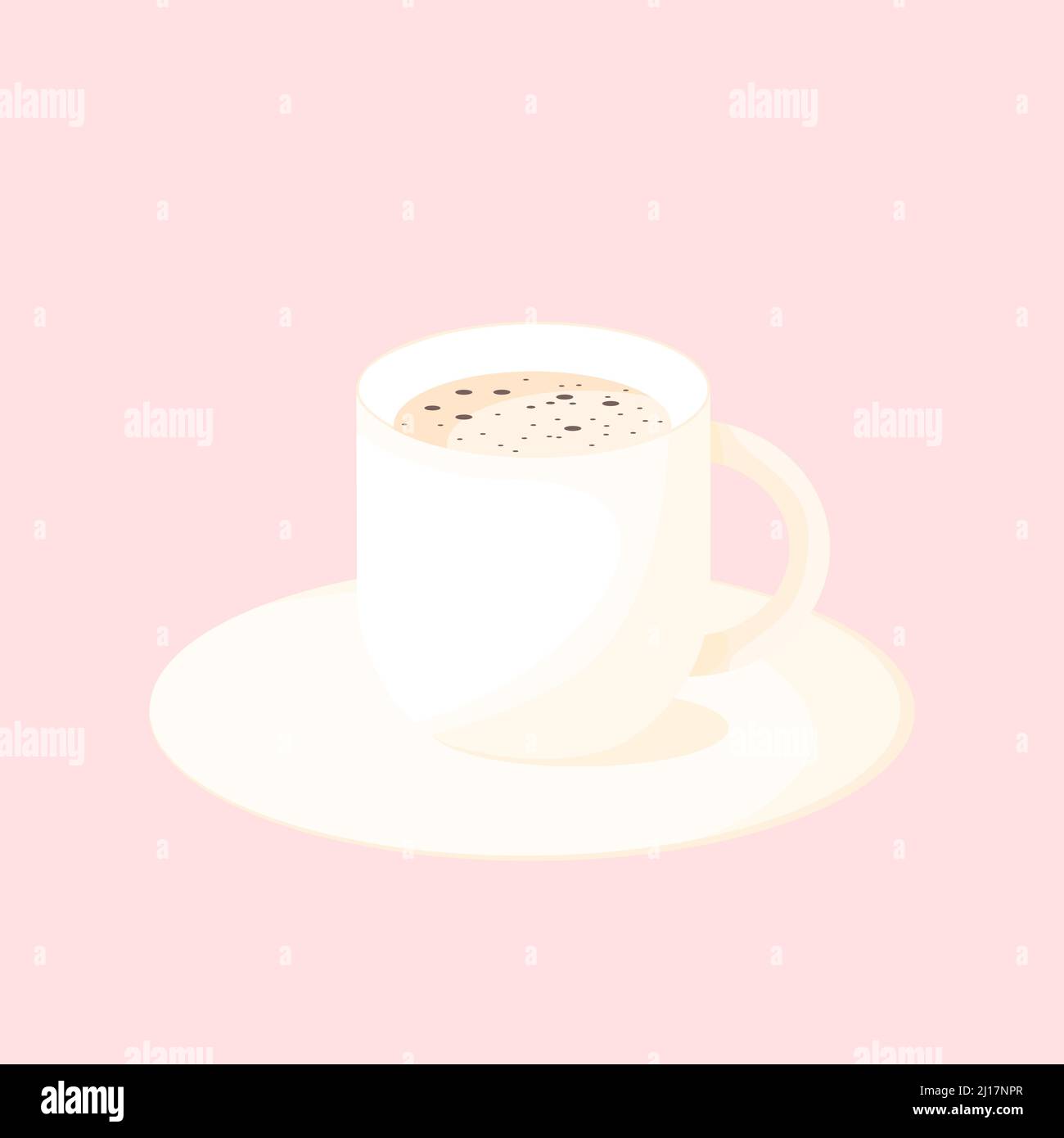 Cup of Hot Coffee. Vector Illustration isolated on pink background ...