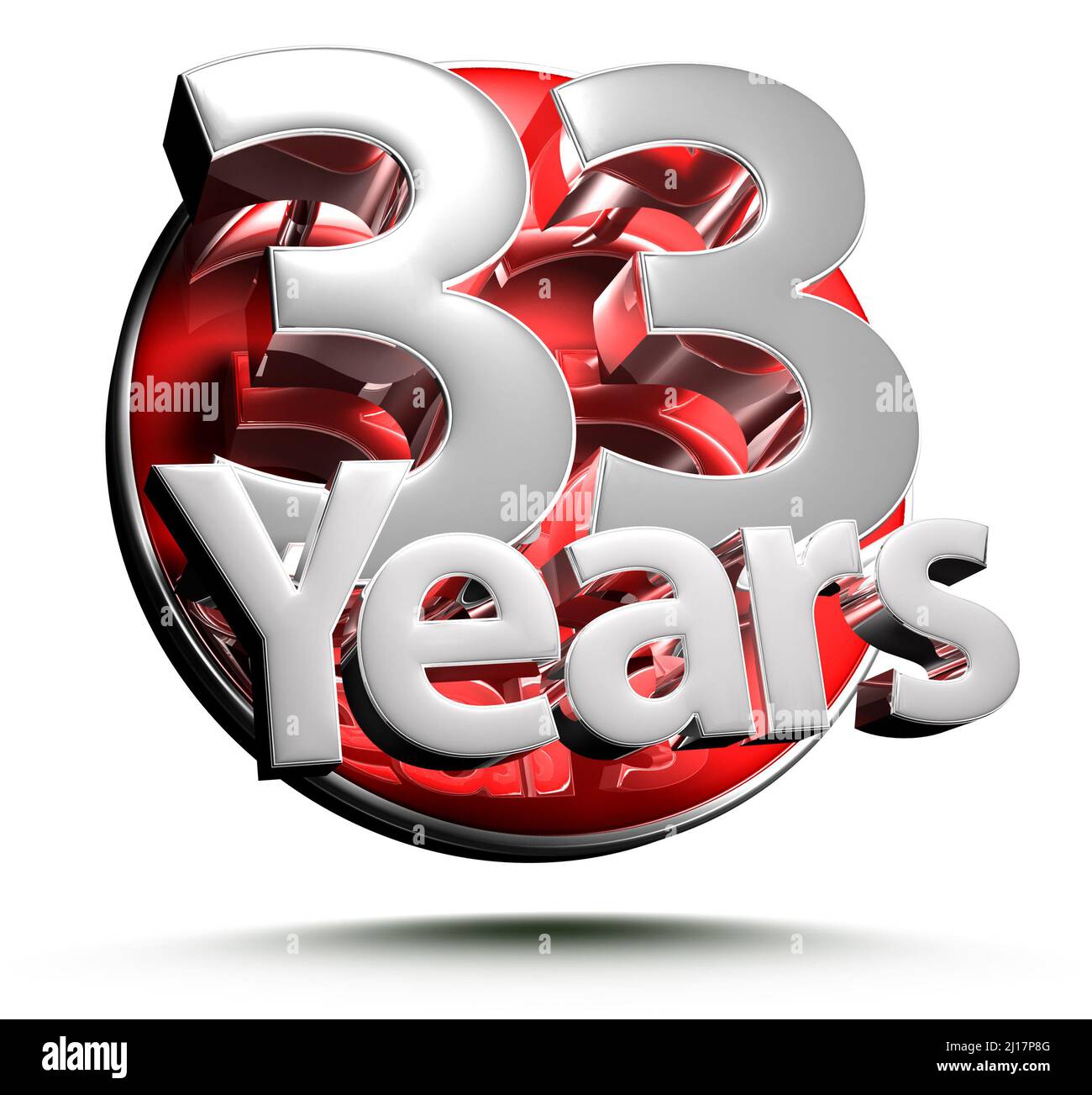 Sign 33 years isolated on white background 3D illustration with ...