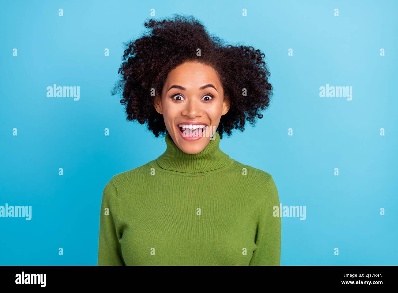 Photo of astonished positive person open mouth impressed face grimace ...