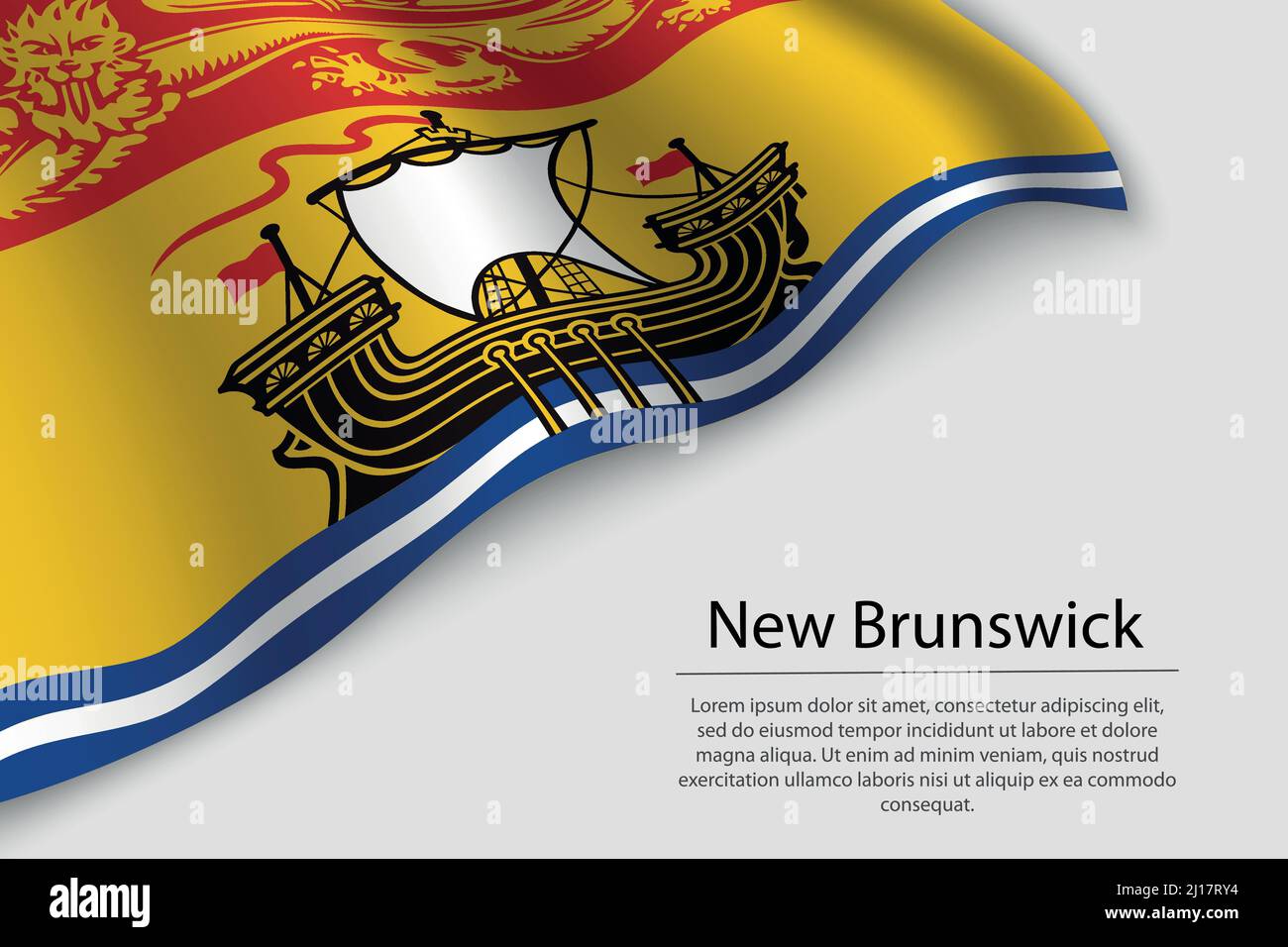 Wave flag of New Brunswick is a region of Canada. Banner or ribbon ...