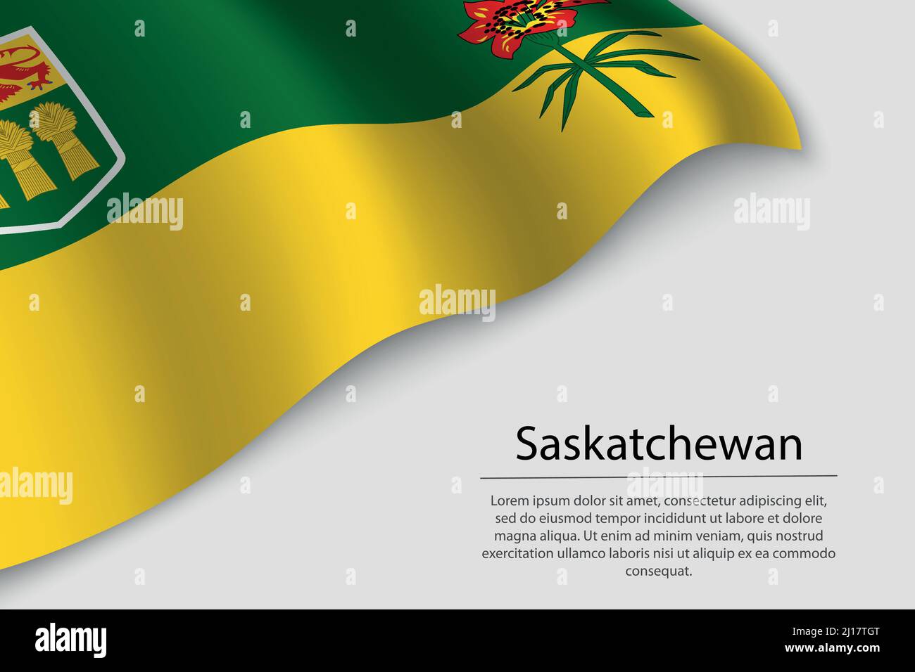 Wave flag of Saskatchewan is a region of Canada. Banner or ribbon ...