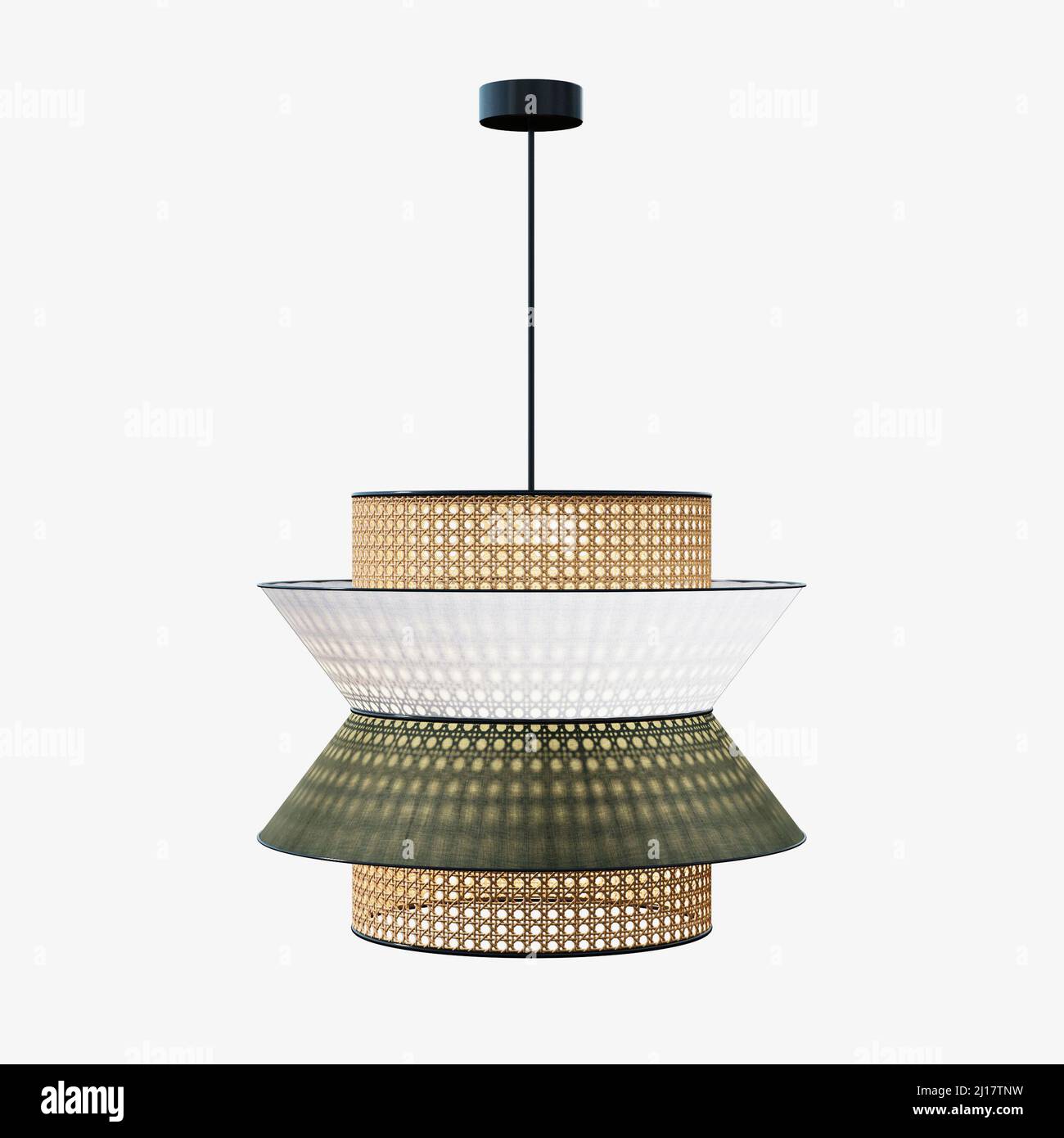 rattan ceiling light 3d model concept render Stock Photo - Alamy