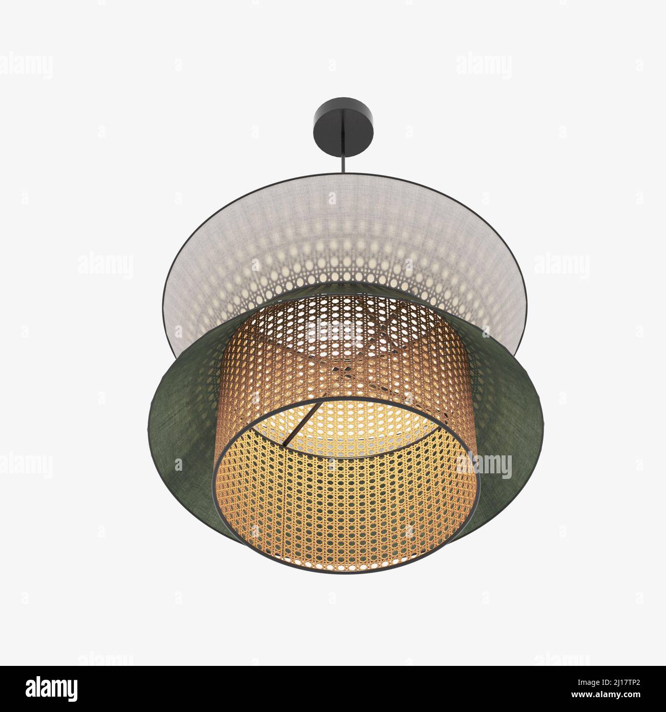 rattan ceiling light 3d model concept render Stock Photo - Alamy