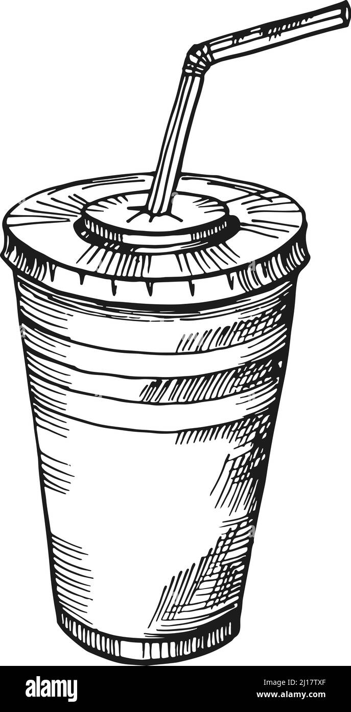 Fast food plastic cup with straw. Hot or cold drink Stock Vector Image ...