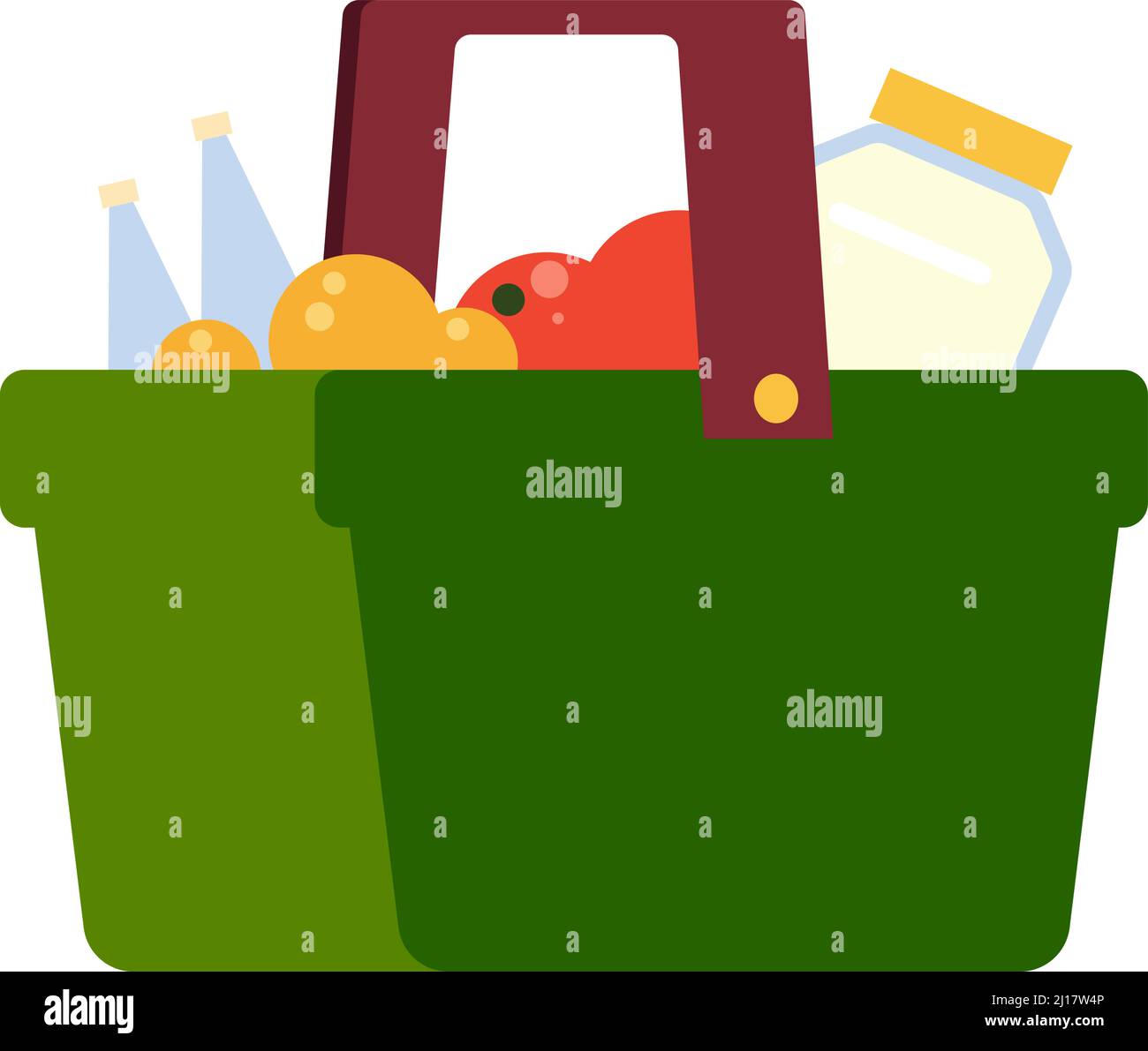 Shopping basket full groceries Stock Vector Images - Alamy
