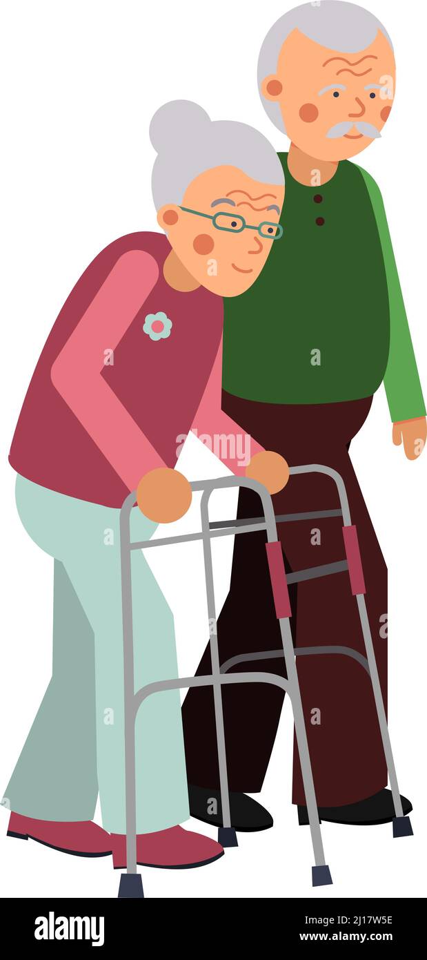 Elderly woman walking aid walker Stock Vector Images - Alamy
