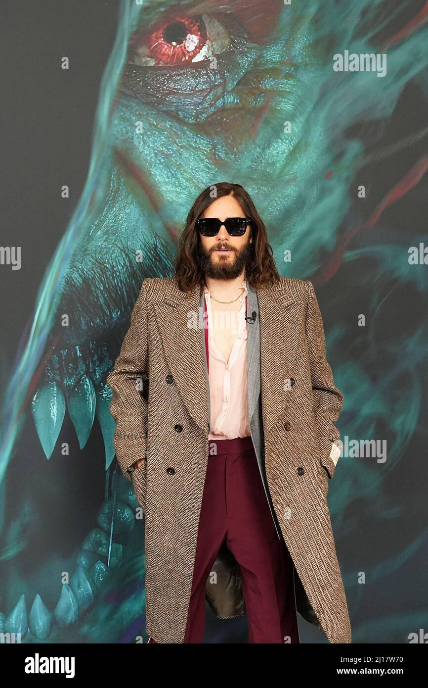 American actor Jared Leto attends the photocall of Morbius on March 23 ...