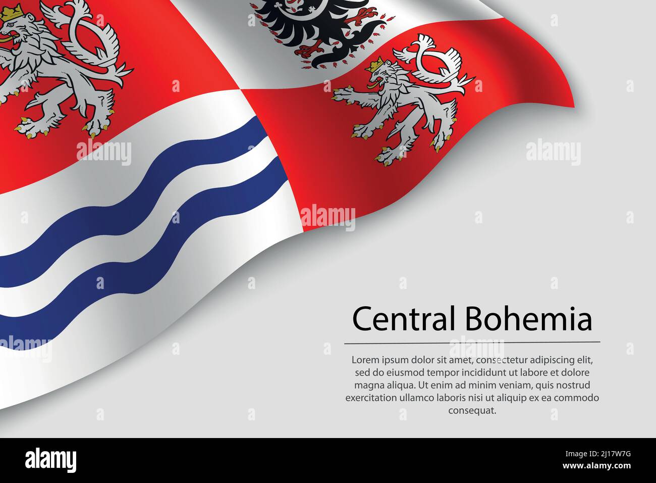 Wave flag of Central Bohemia is a state of Czech republic. Banner or ...