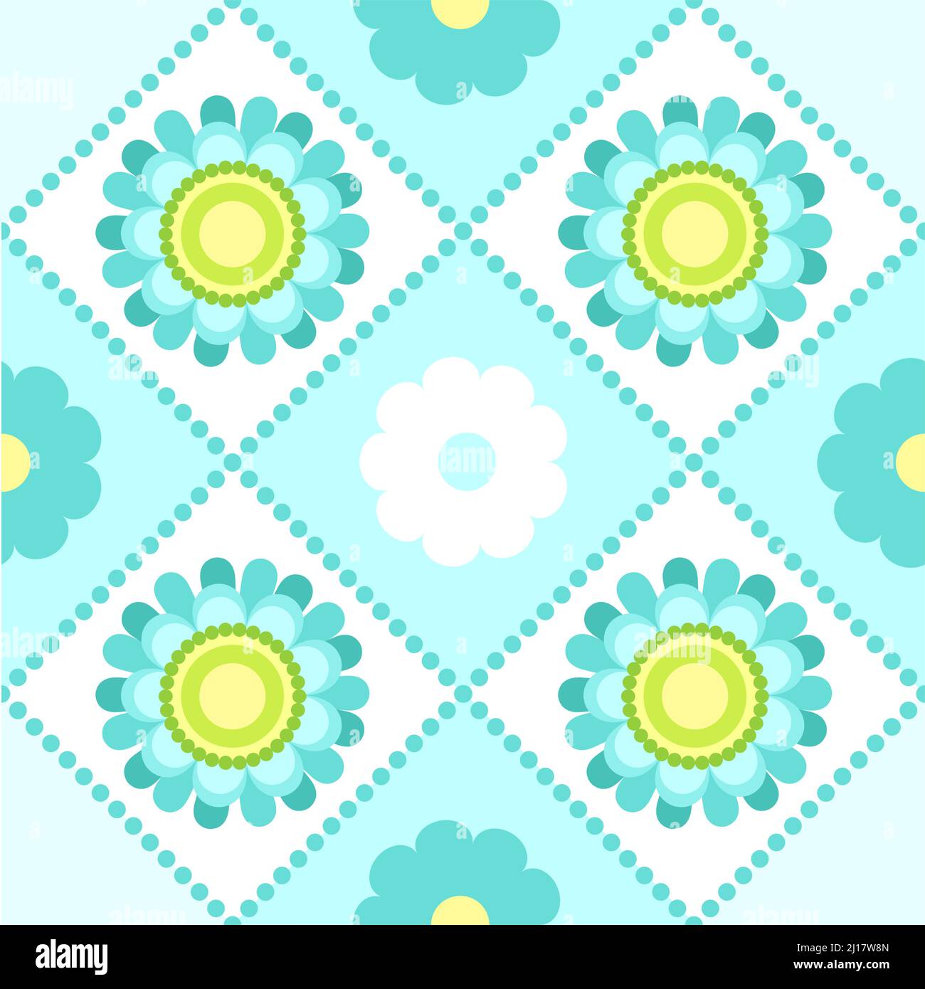 Decorative tiles with blue flowers. Seamless square pattern Stock ...