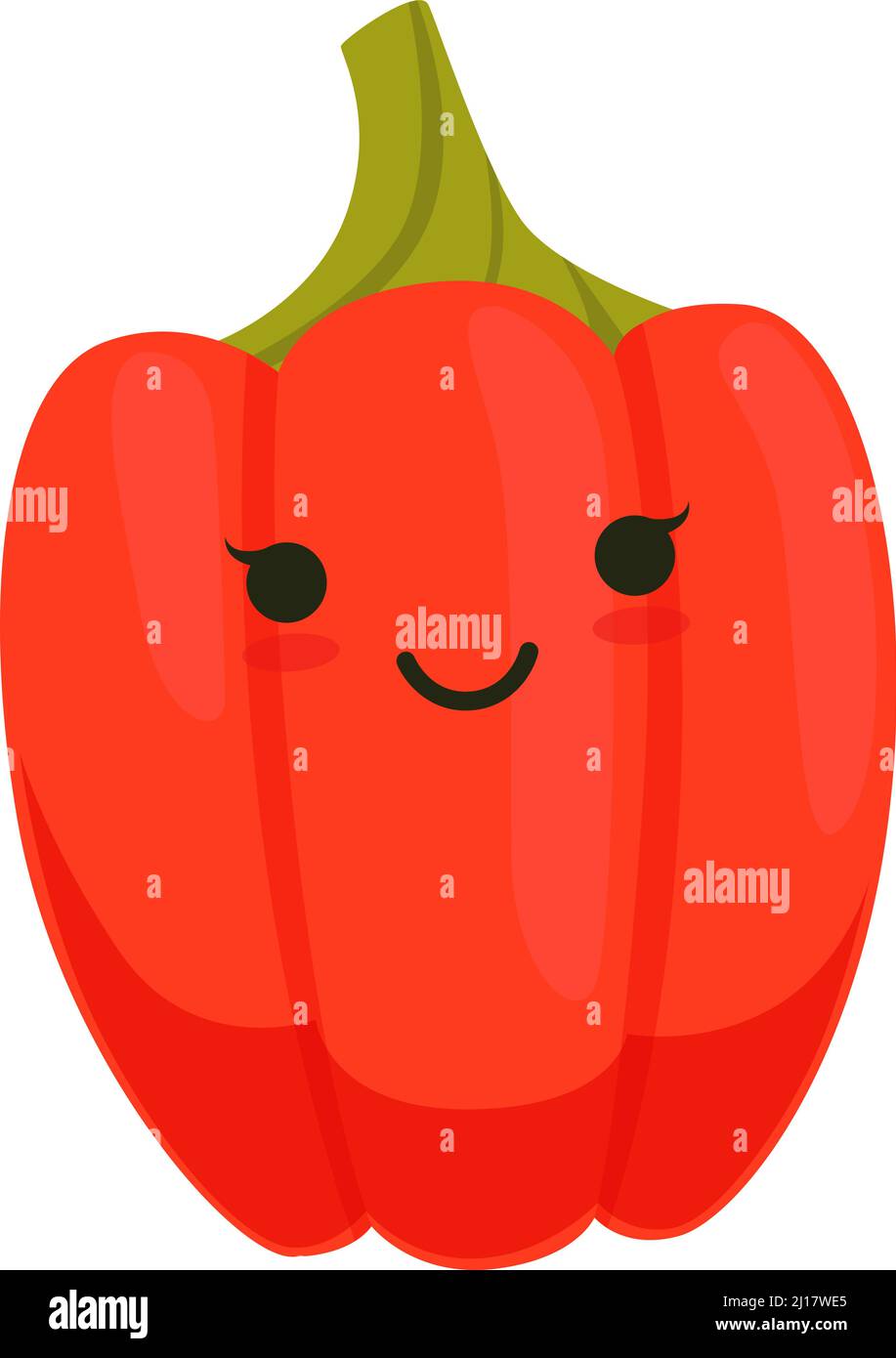 Smiling bell pepper. Red kawaii cartoon character Stock Vector Image ...