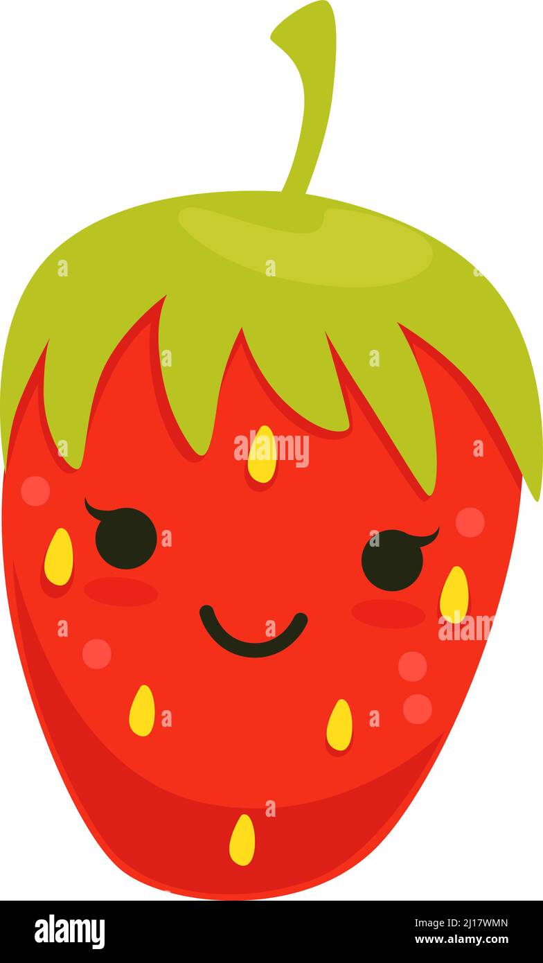 Cartoon strawberry. Red ripe berry with smiling face Stock Vector Image ...