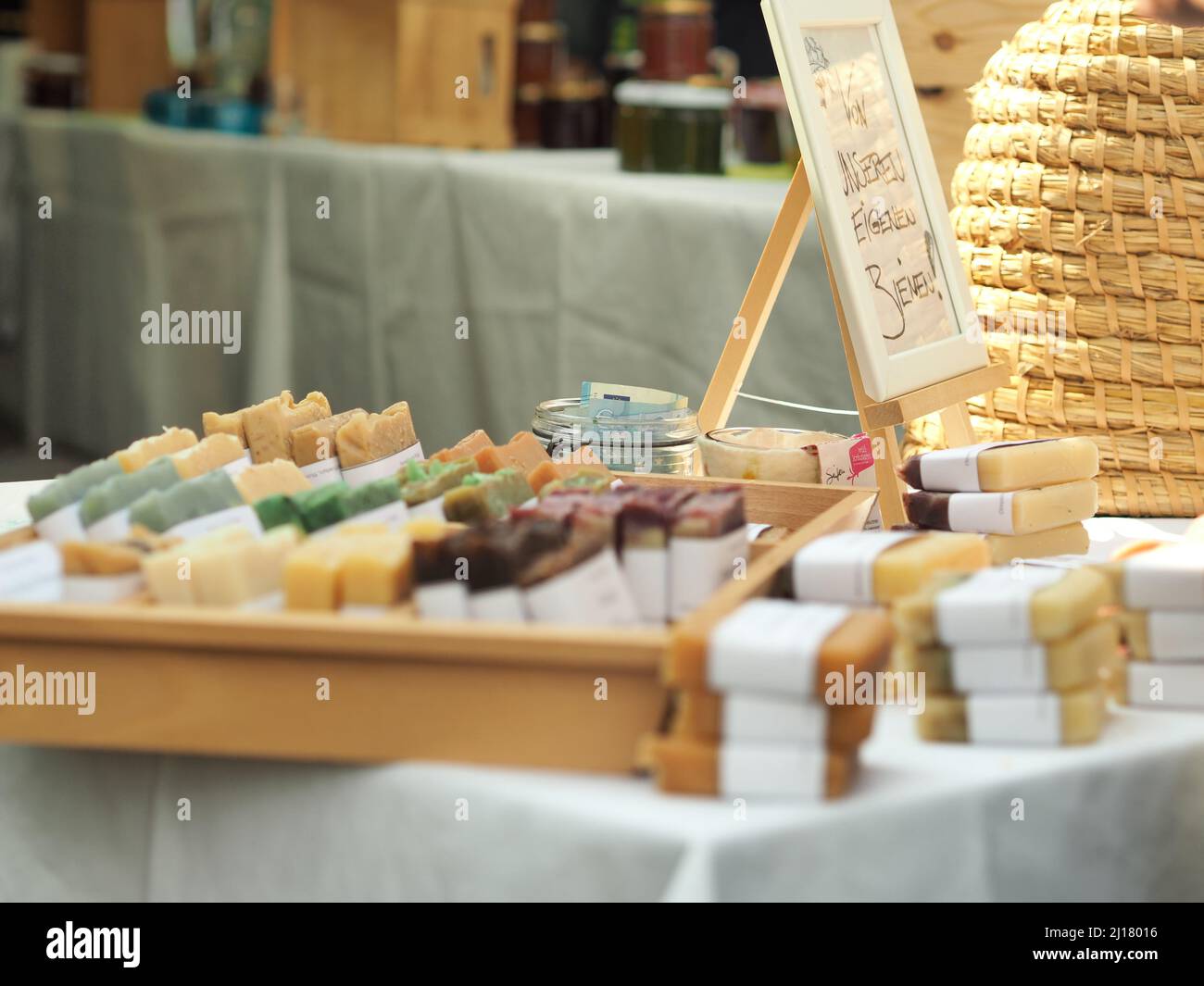 Homemade products on a local market Stock Photo - Alamy
