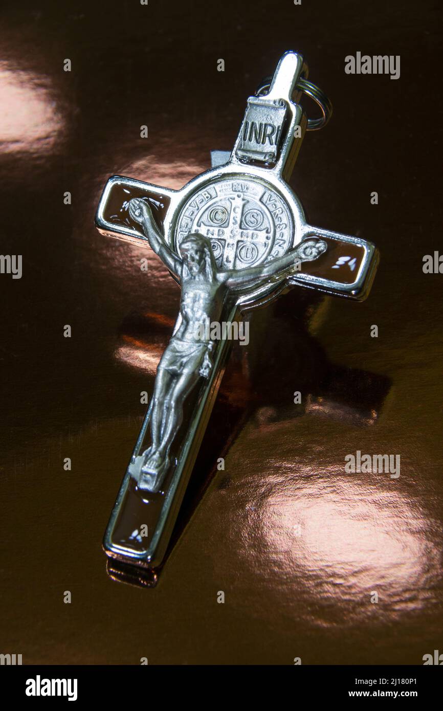 Crucifix symbol of religion and faith, metal against evil, spiritual ...