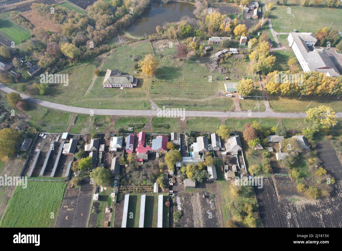 Aerial view streets ukrainian village hi-res stock photography and ...
