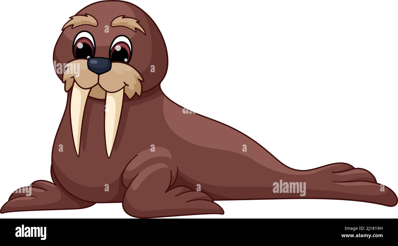 Funny walrus. Cartoon arctic sea animal character Stock Vector Image ...