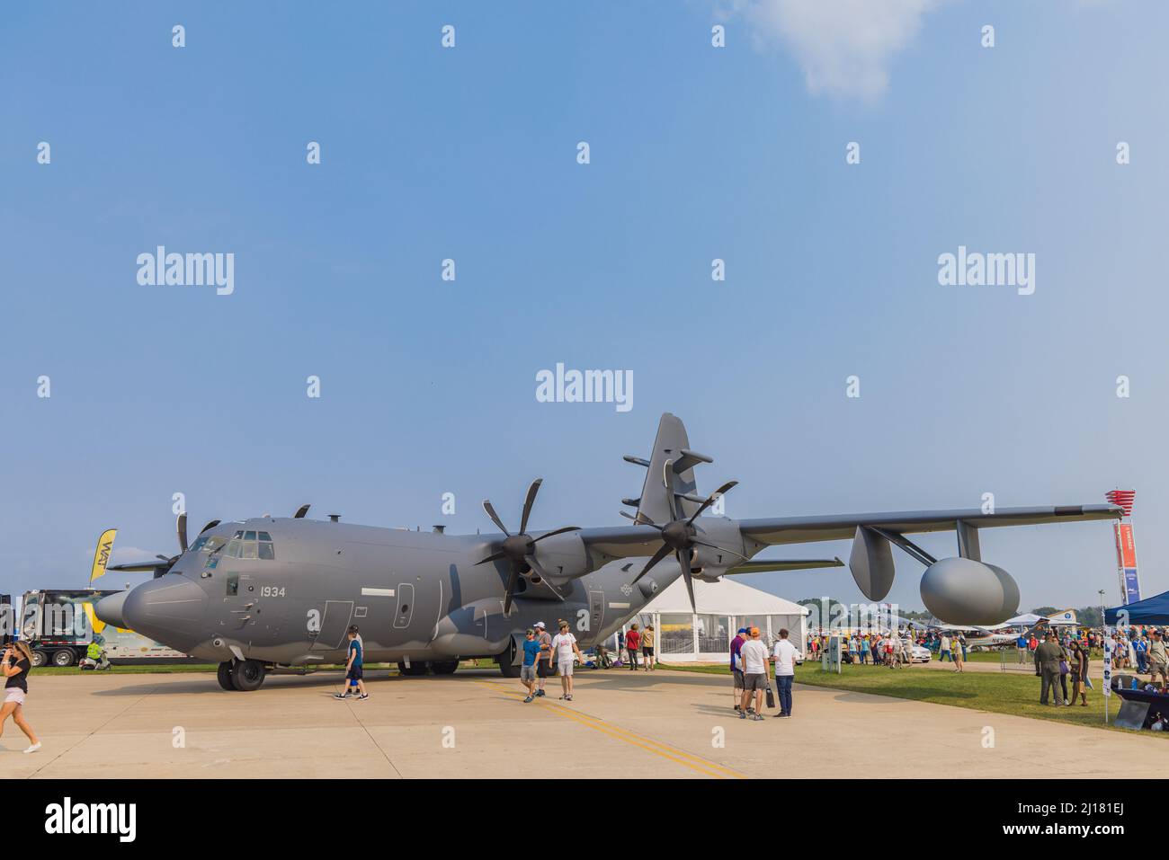 A view of Lockheed Martin AC-130J Ghostrider gunship on tarmac at an ...