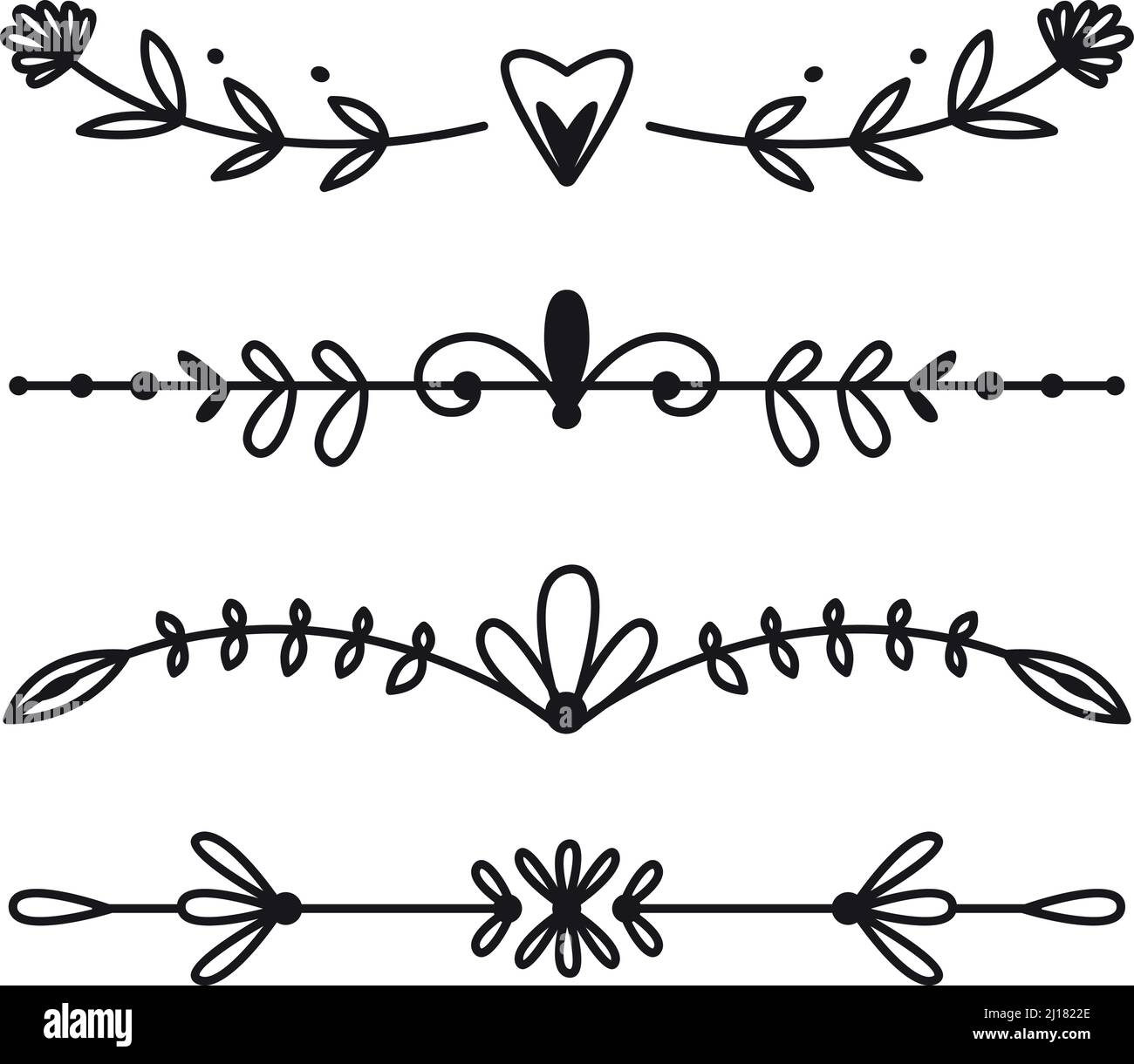Doodle page dividers. Cute decorative borders set Stock Vector Image ...