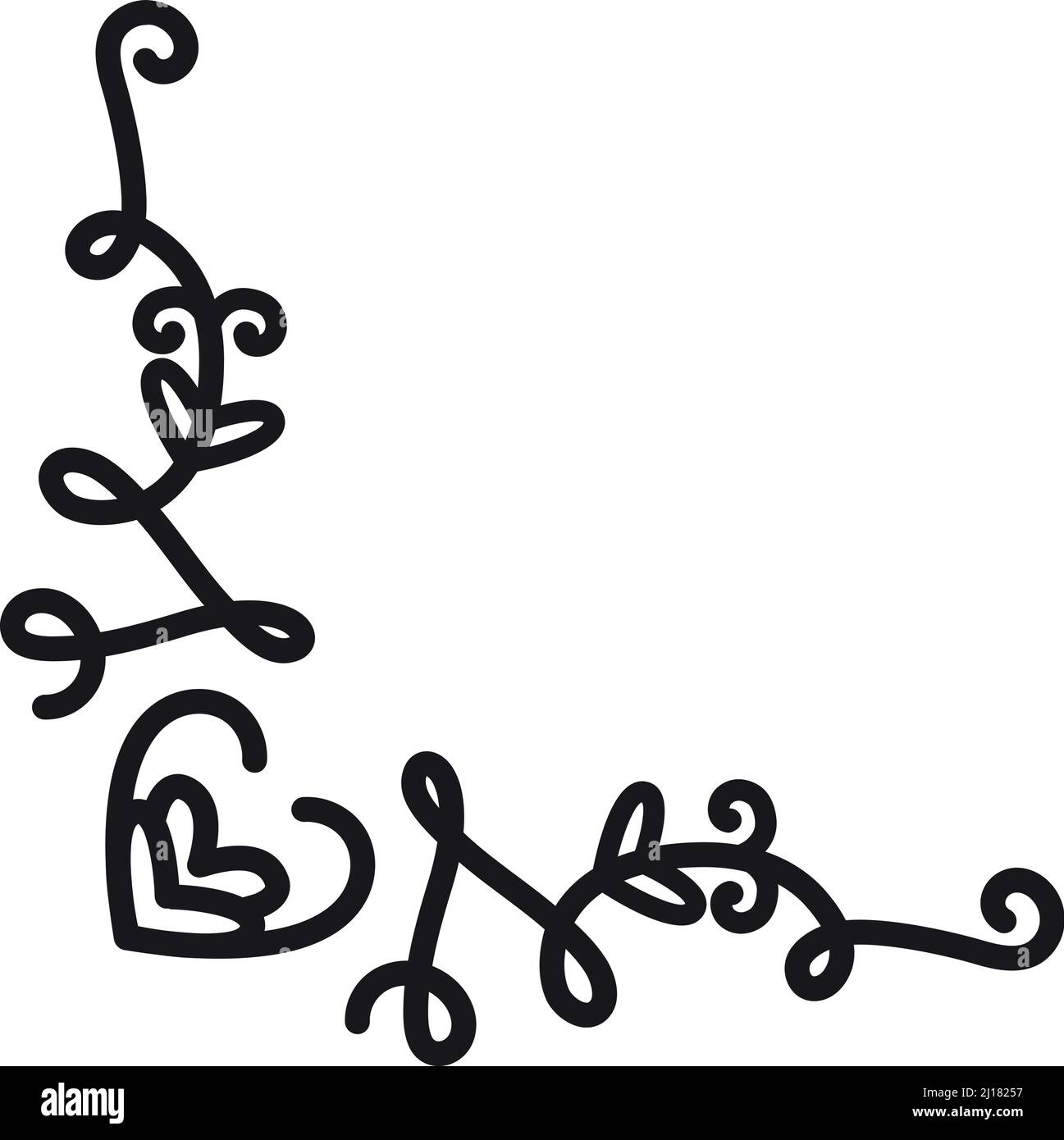 Romantic corner decoration. Doodle heart ornament border Stock Vector ...