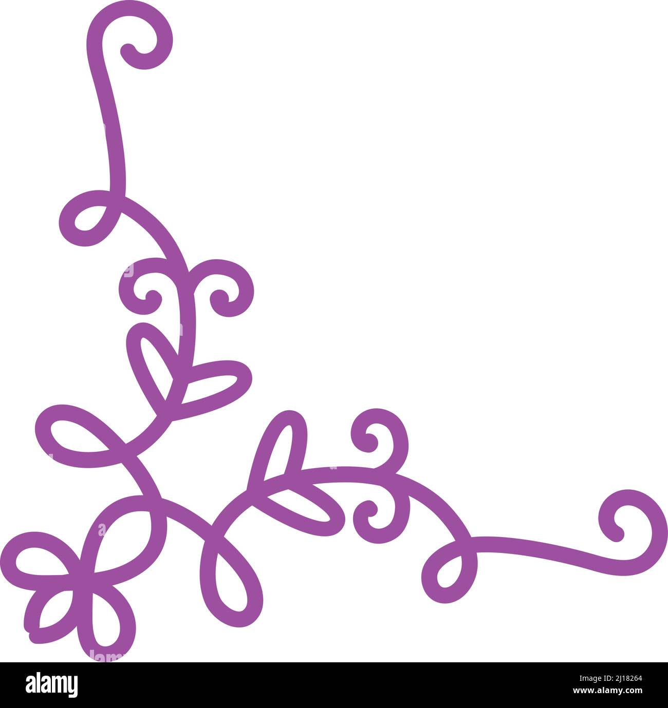 Decorative doodle corner. Floral branch square frame element Stock ...