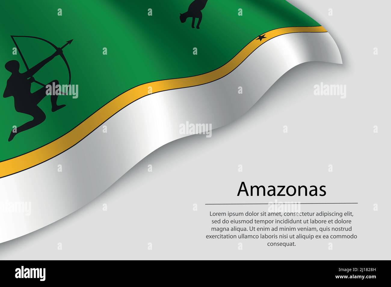 Wave flag of Amazonas is a region of Colombia. Banner or ribbon vector ...