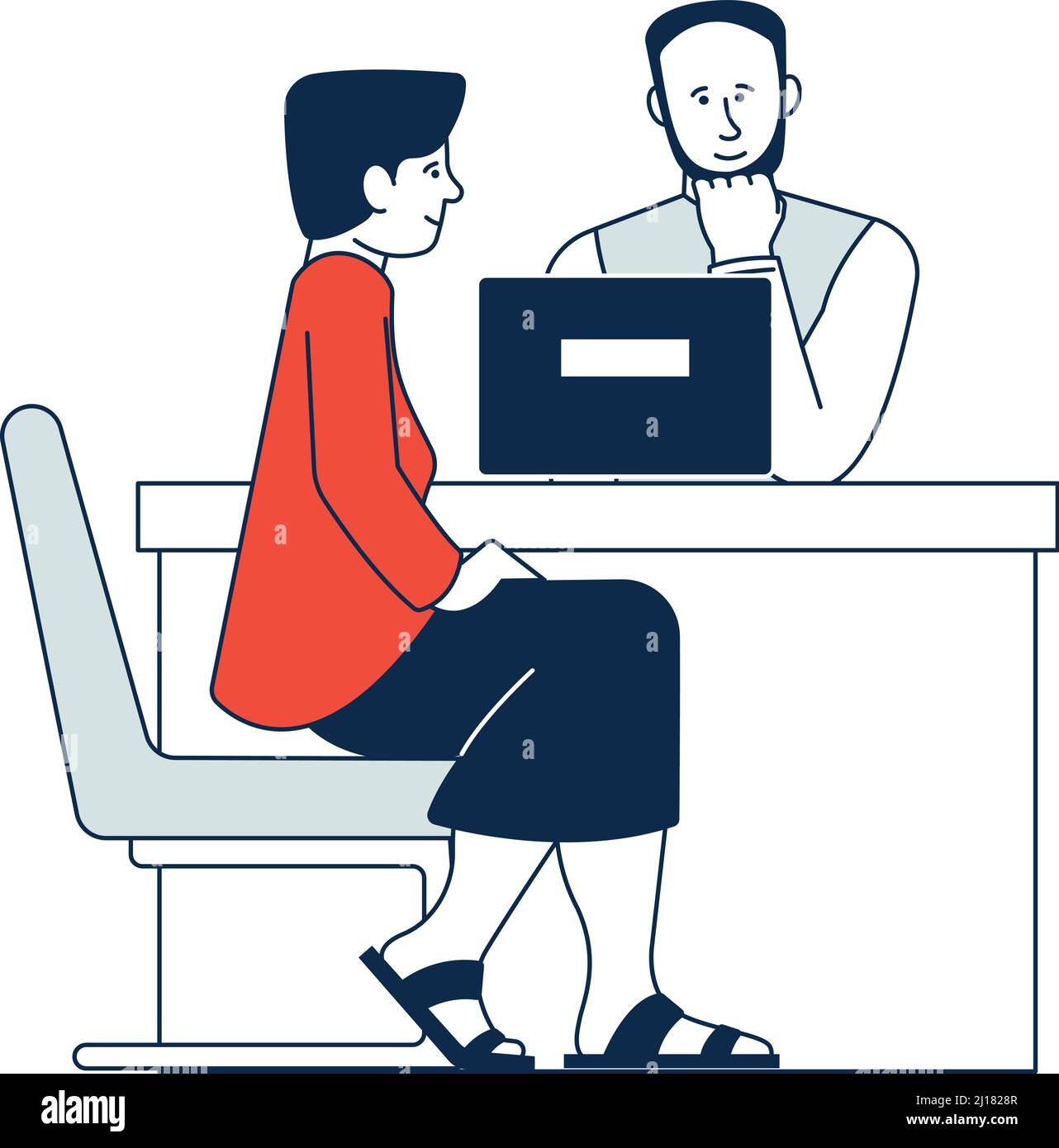 Client consultation process. Manager desk with sitting customer Stock ...