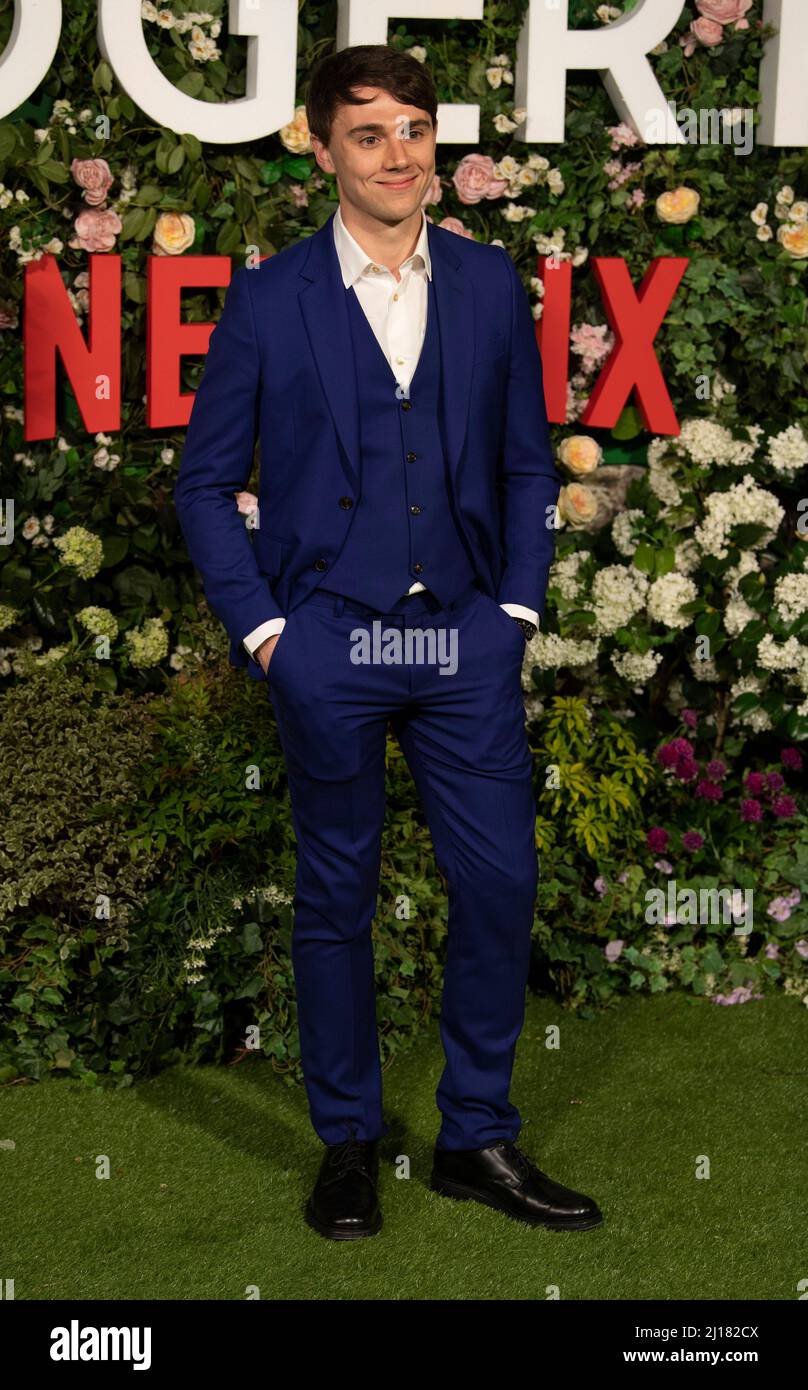 London, UK. Calum Lynch at World Premiere of Bridgerton Season 2 at The ...