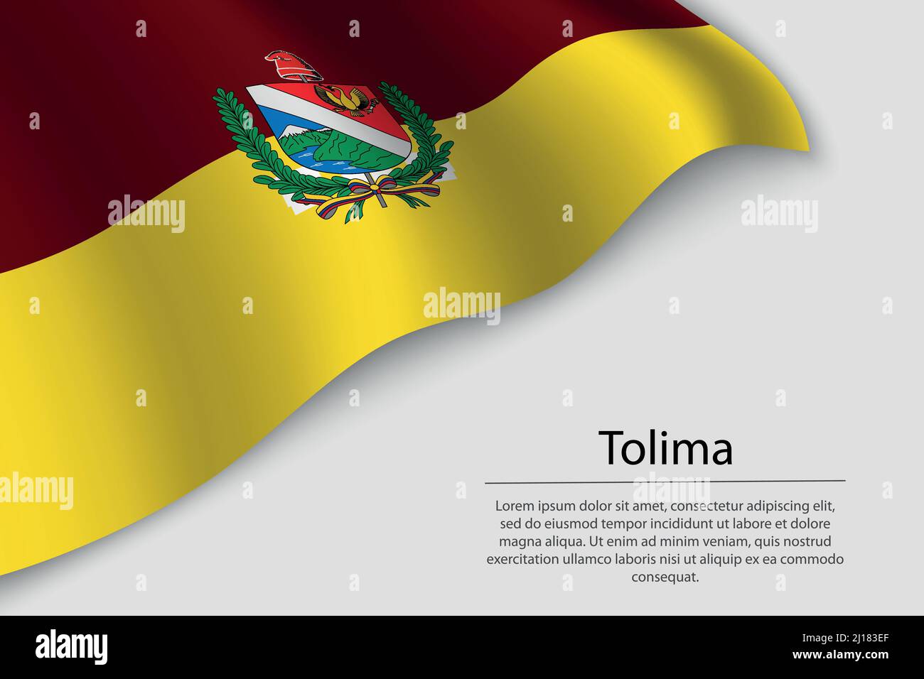 Wave flag of Tolima is a region of Colombia. Banner or ribbon vector ...