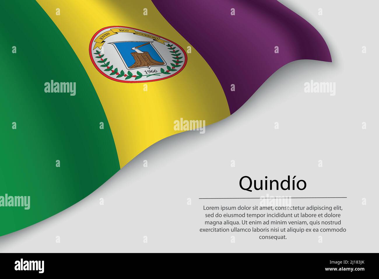 Wave flag of Quindío is a region of Colombia. Banner or ribbon vector ...