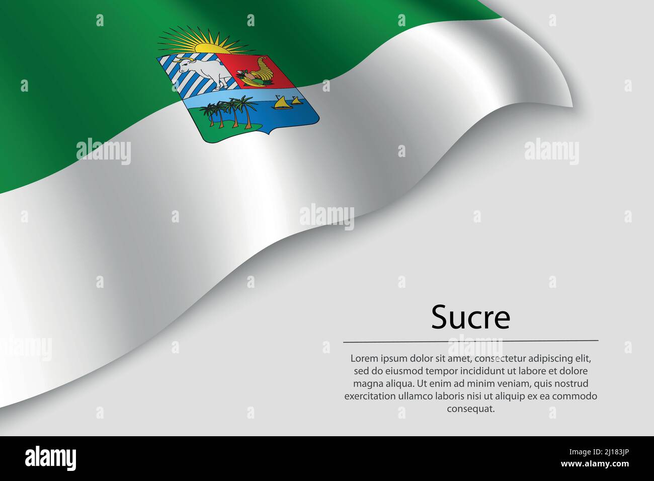 Wave flag of Sucre is a region of Colombia. Banner or ribbon vector ...