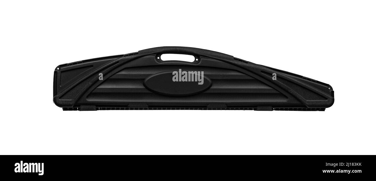 Black plastic case with foam inside. Weapon case isolate on white ...